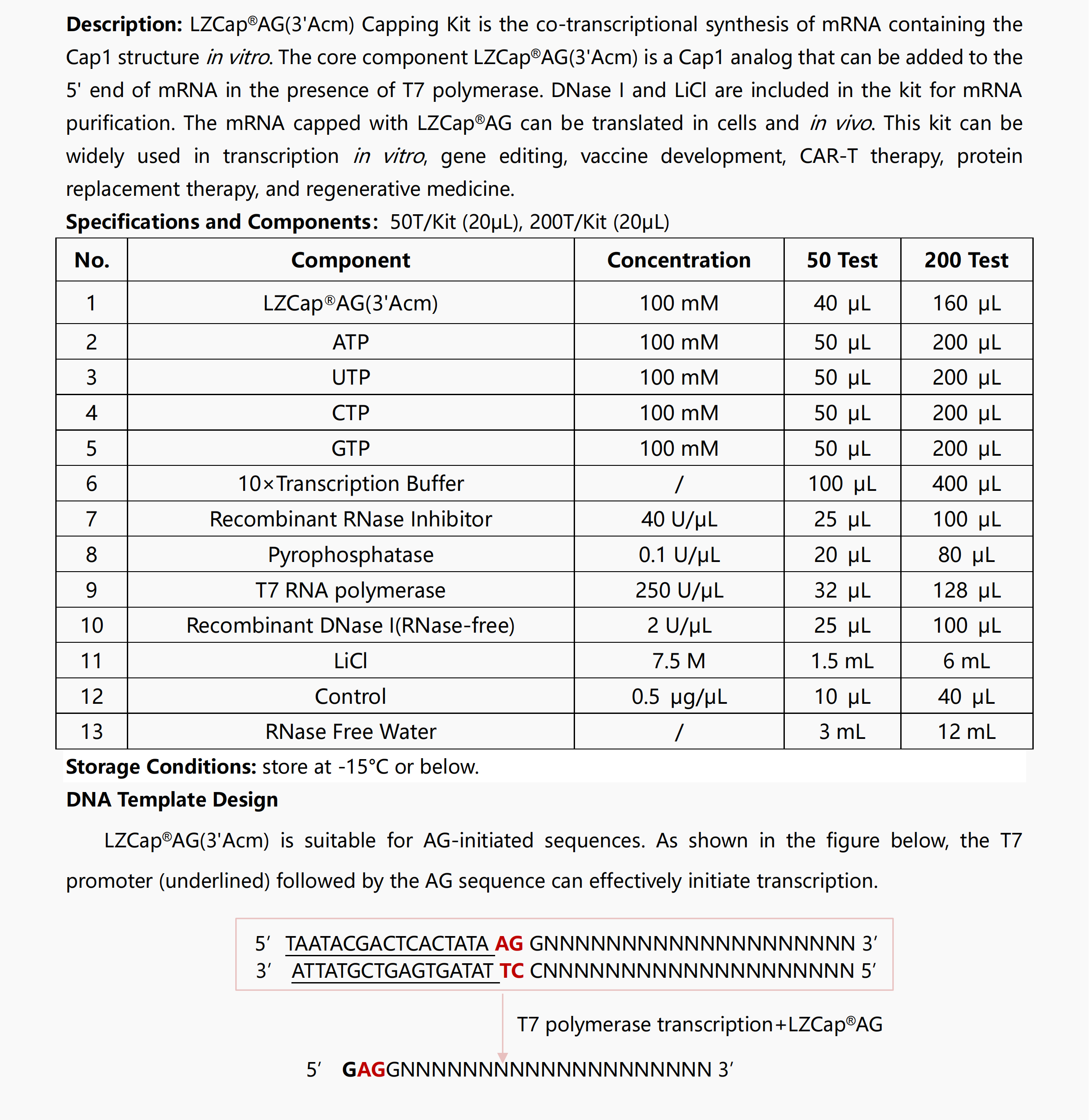 LZCap AG(3'Acm) Capping Kit